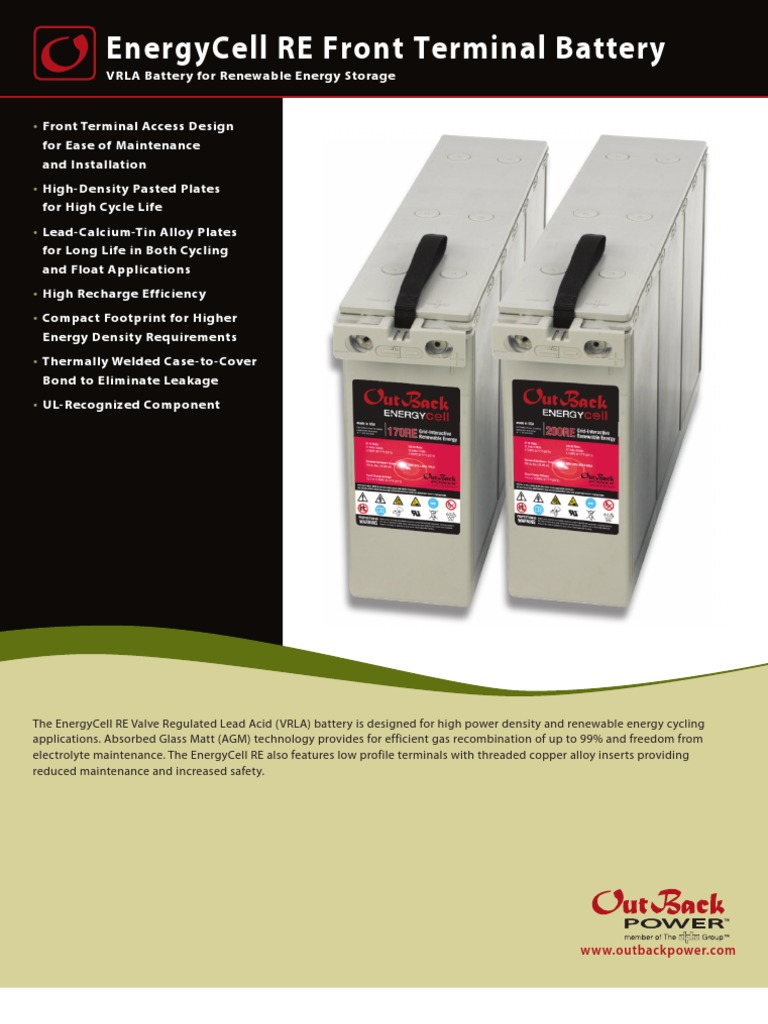 EnergyCell RE SpecSheet 02.2012 LR | PDF | Battery (Electricity ...