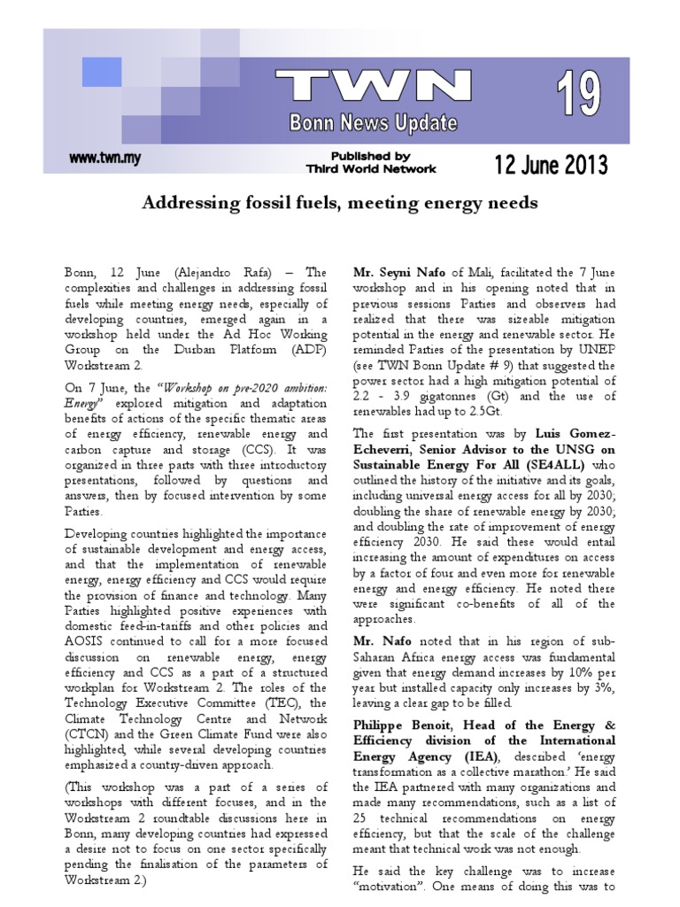 TWN Update19 | PDF | Carbon Capture And Storage | Renewable Energy