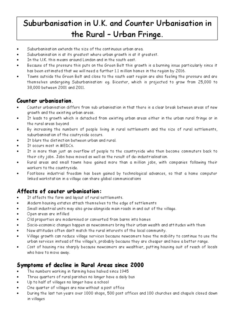 Suburbanisation and Counter Urbanisation | PDF | Urbanization | Urban Planning