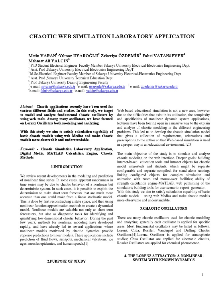 Chaotic Web Simulation Laboratory Application | PDF | Chaos Theory ...