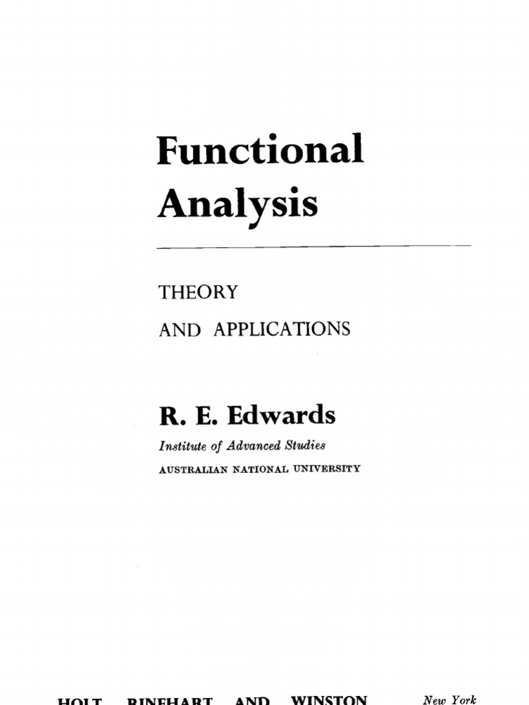 Functional Analysis Theory and Applications R E Edwards | PDF | Teaching Mathematics ...