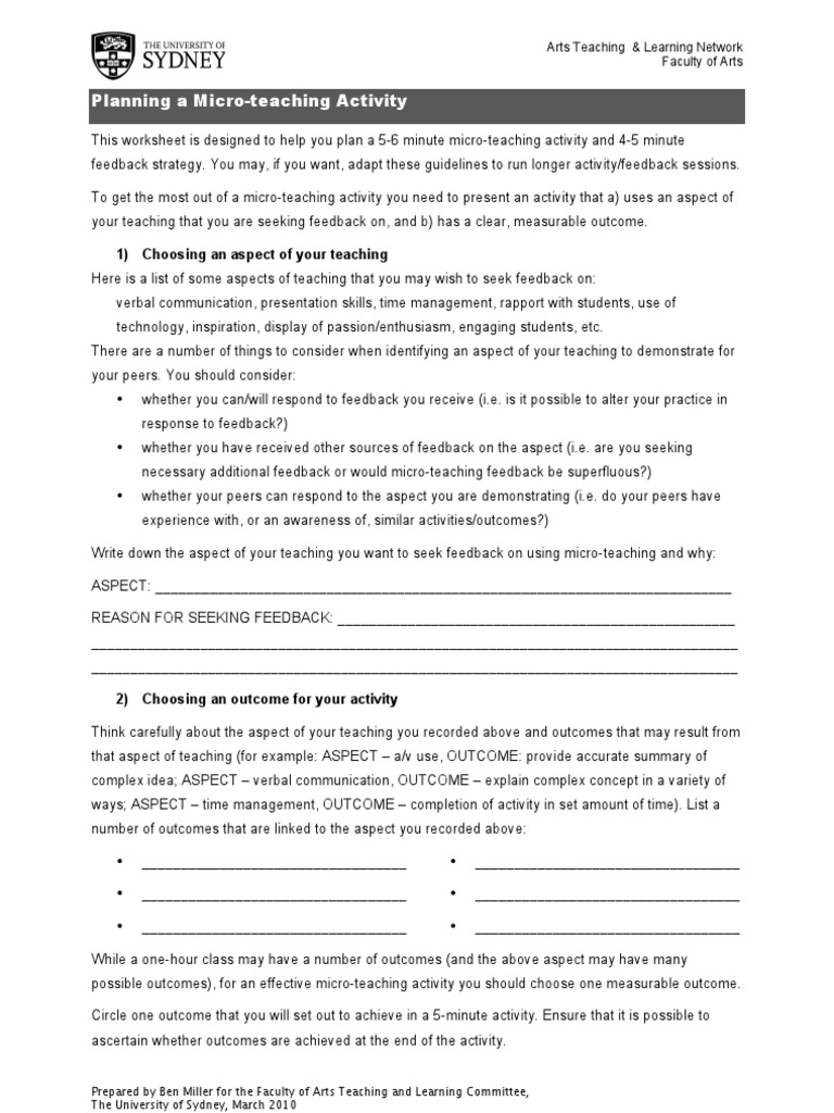 Planning A Microteaching Activity | PDF | Lecture | Teaching