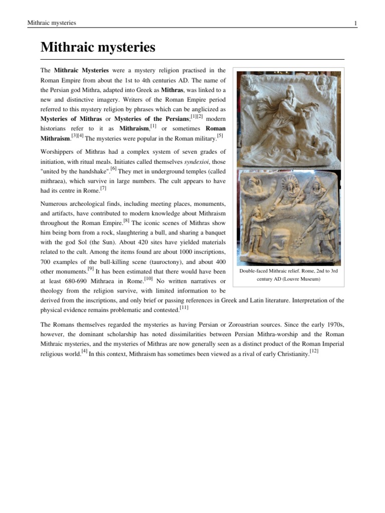 Mithraic Mysteries | PDF | Religion And Belief | Mystery