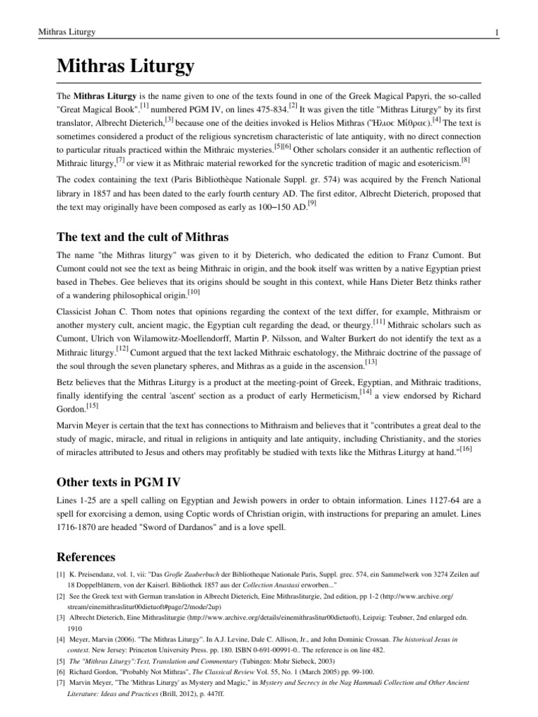 Mithras Liturgy | PDF | Ancient Roman Religion | Ancient Mediterranean ...