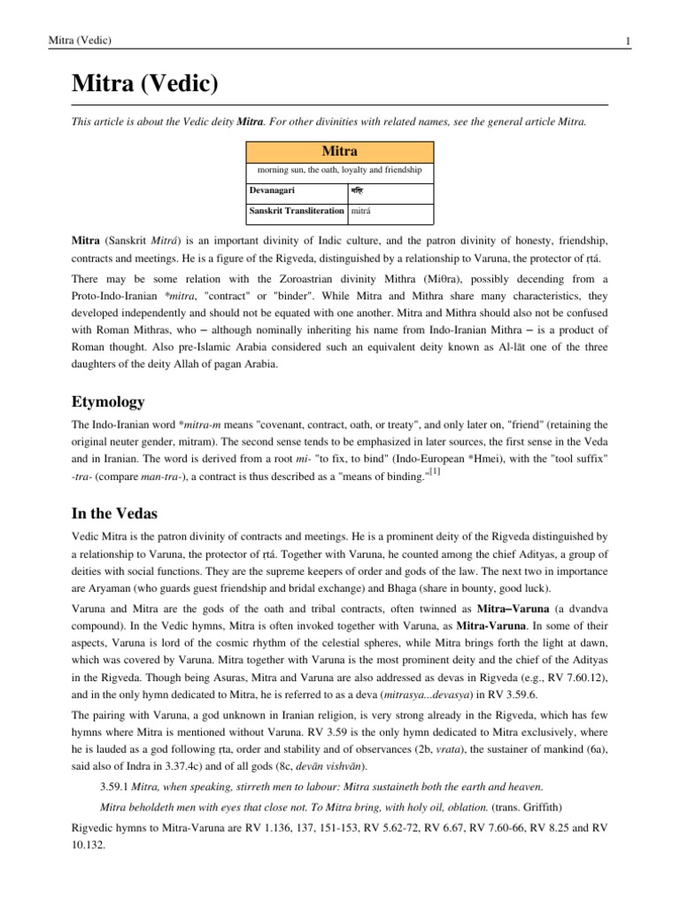 Mitra (Vedic) | Download Free PDF | Hindu Mythology | Hindu Deities