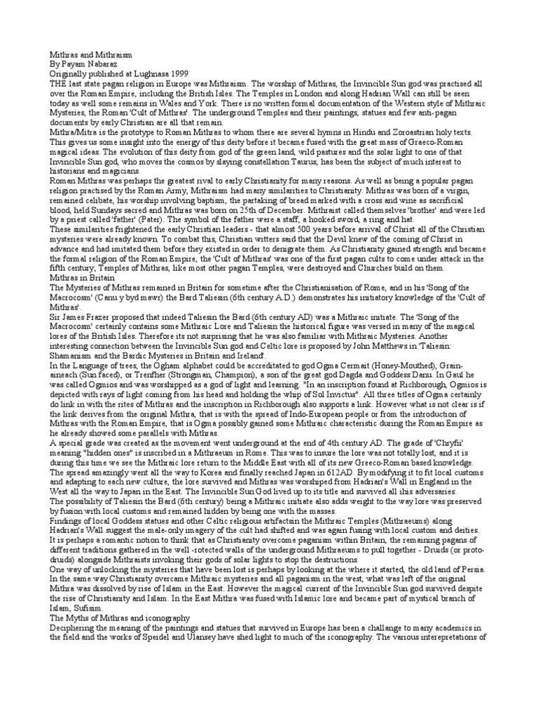 Mithras and Mithraism | PDF | Religion And Belief