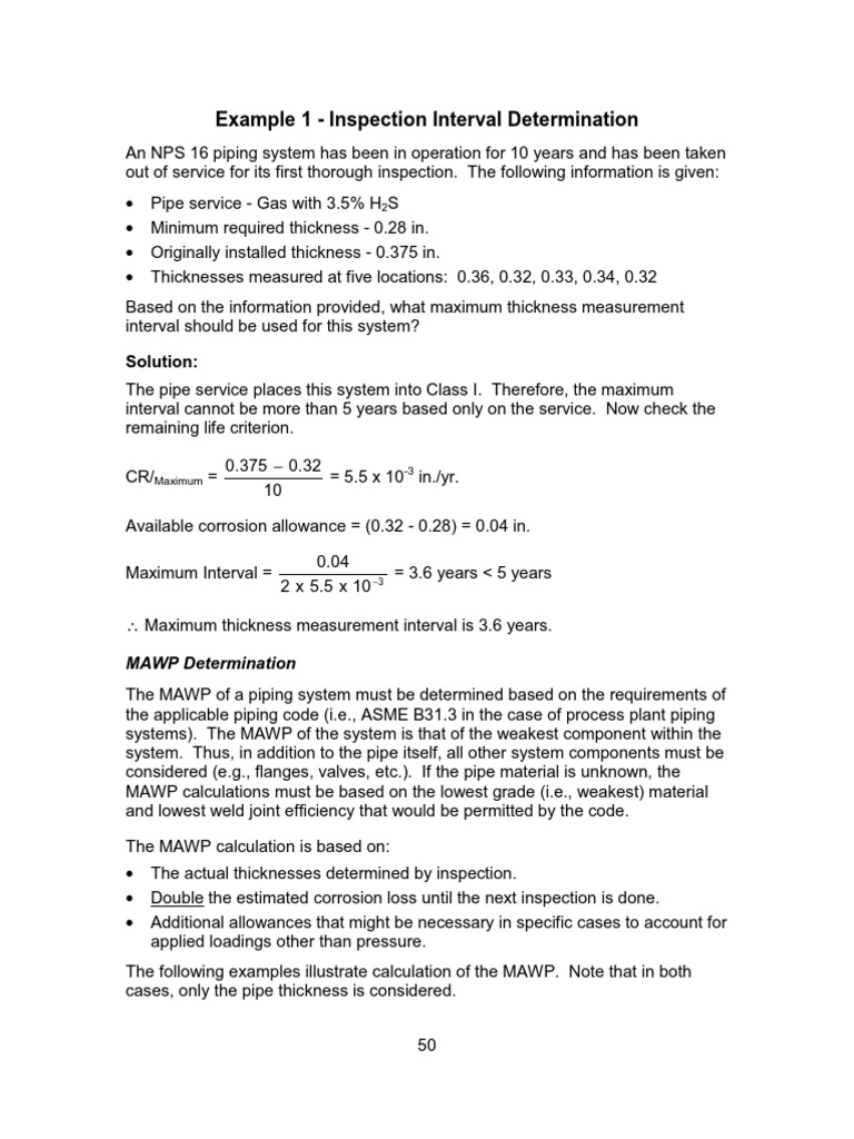 MAWP Calculation | Pipe (Fluid Conveyance) | Pressure