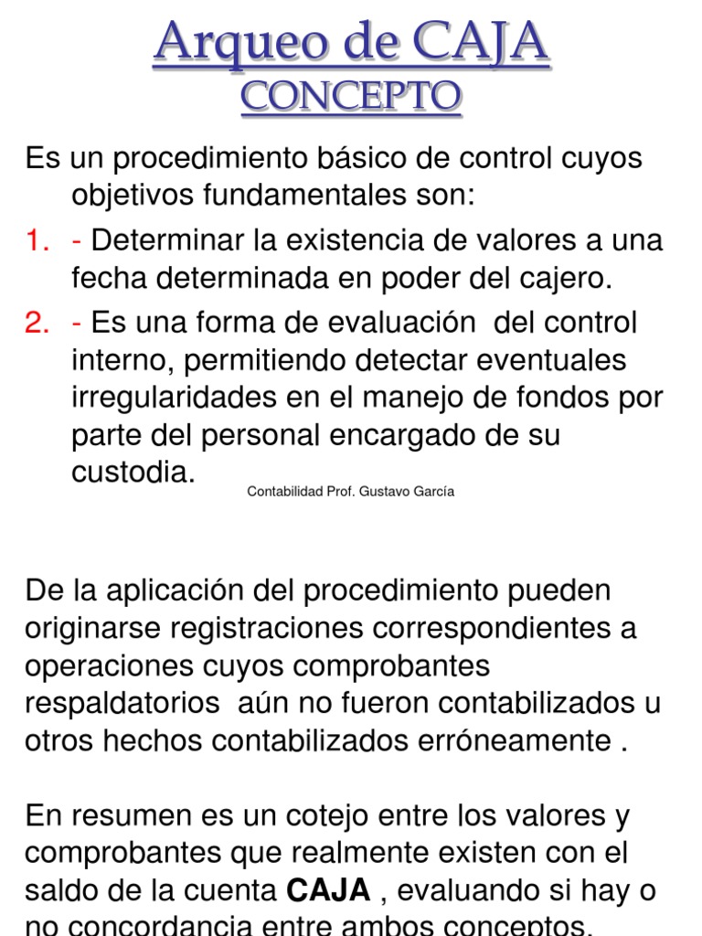 Arqueo de Caja: Definición y Procedimiento | PDF | Contabilidad | Economias
