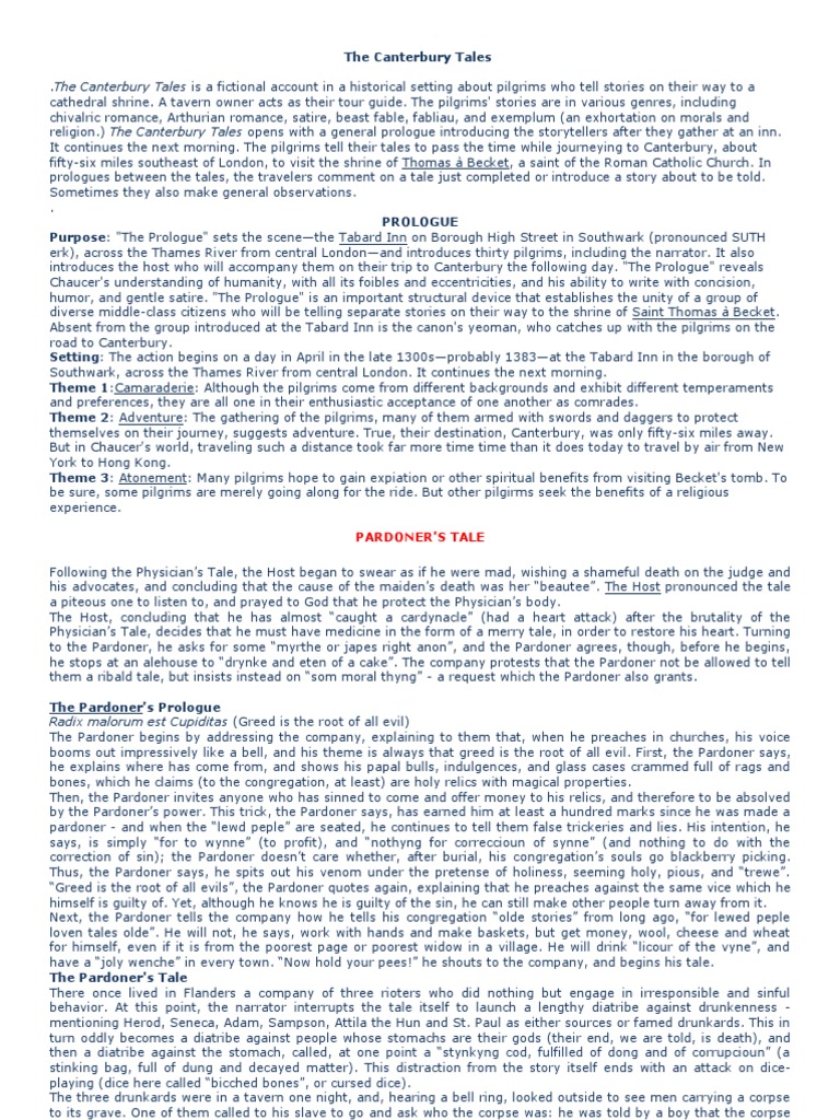 Pardoner's Tale | PDF | The Canterbury Tales | Seven Deadly Sins