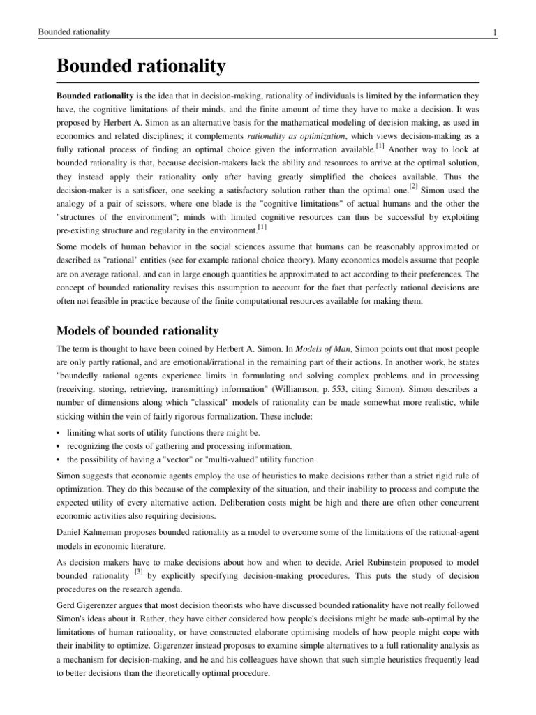 Bounded Rationality | Psychological Concepts | Psychology & Cognitive ... Bounded Rationality | Psychological Concepts | Psychology & Cognitive ...