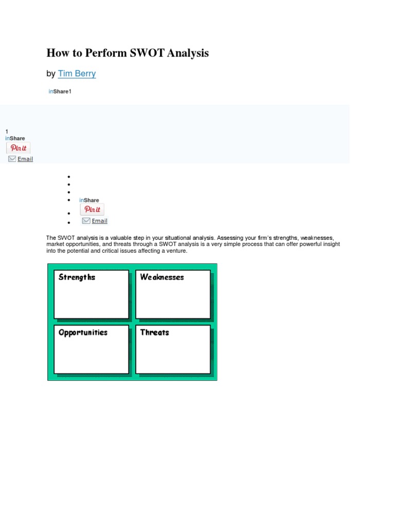 How To Perform SWOT Analysis | PDF | Swot Analysis | Strategic Management