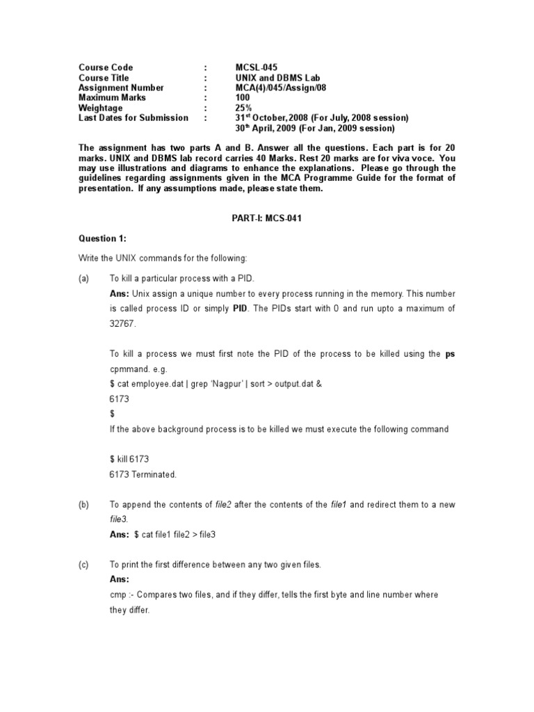MCS 045 | PDF | Unix | Computer File