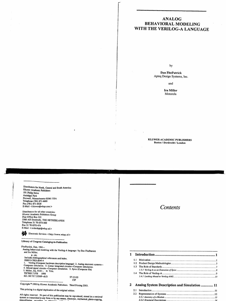 Analog Behavioral Modeling With The Verilog A Language Pdf