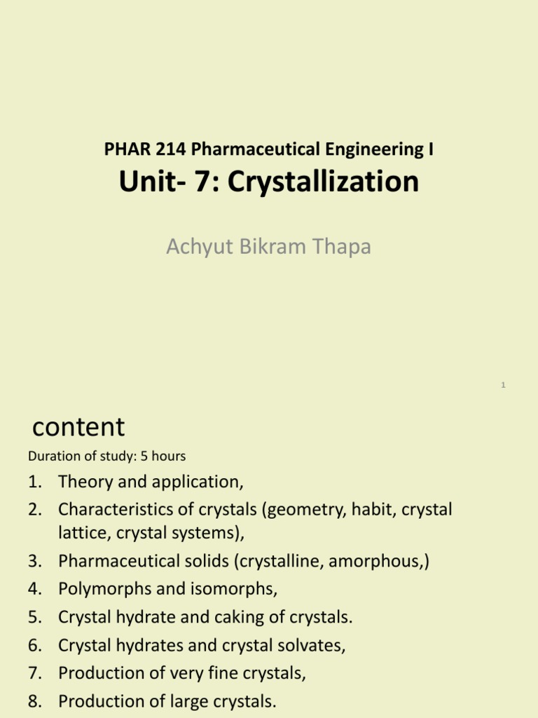 Crystallization | PDF | Crystallization | Crystal Structure