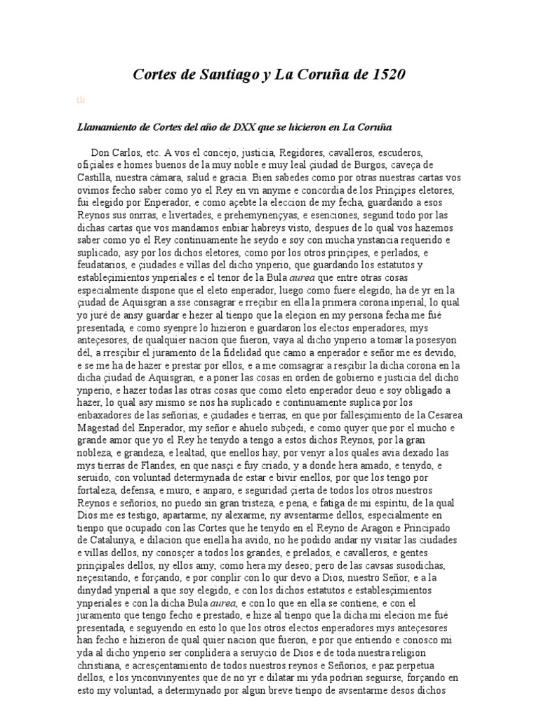 Cortes de 1520 en La Coruña | PDF | Derecho