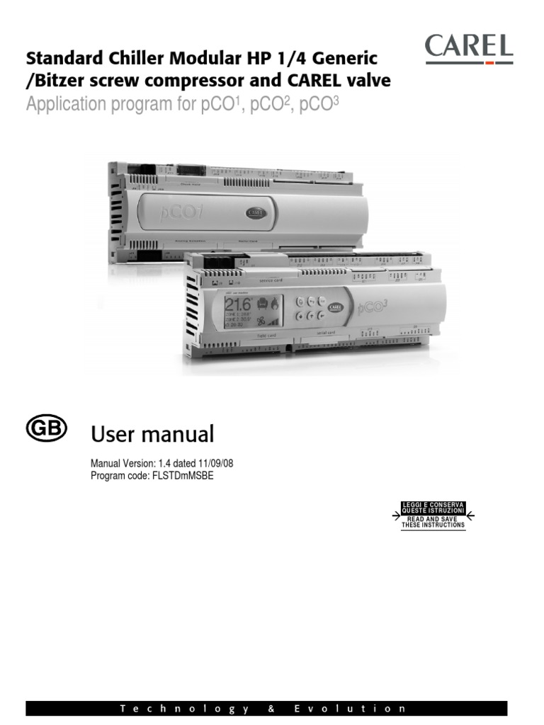 User manual for Standard Chiller Modular HP 1/4 Generic /Bitzer screw ...