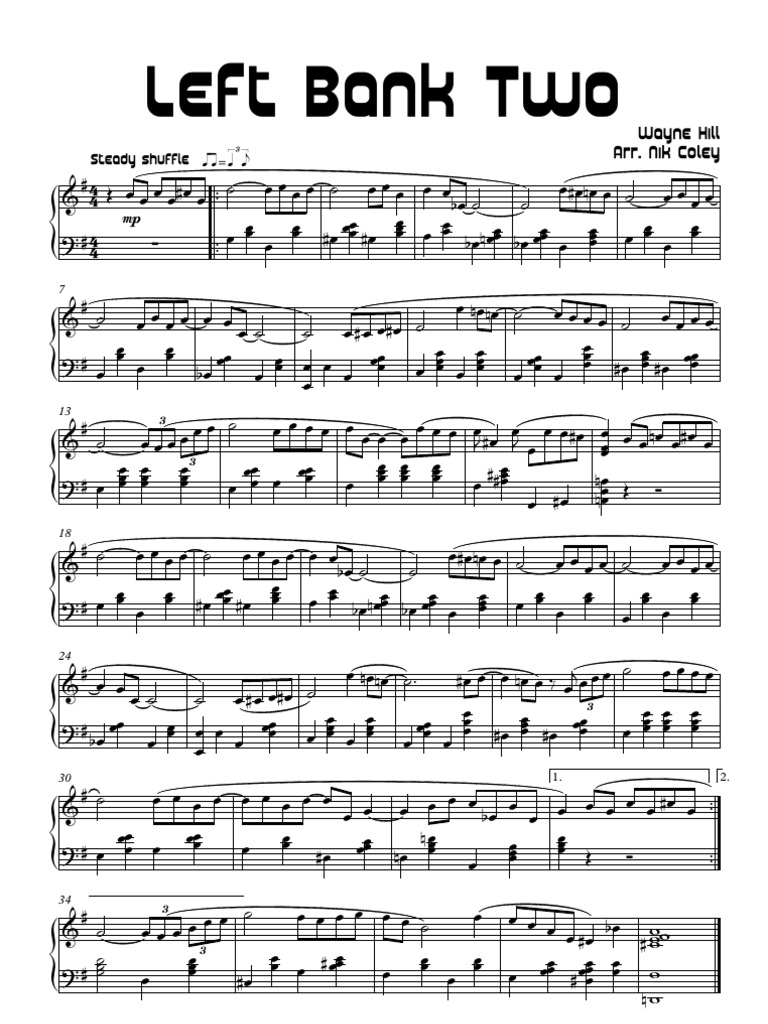 The Noveltones - Left Bank Two Arr. Nik Coley. Sheet Music PDF | PDF