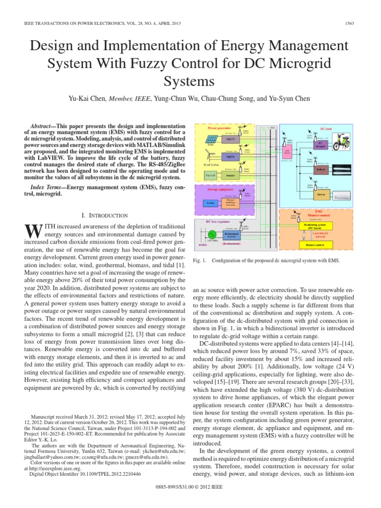 Design and Implementation of Energy Management System With Fuzzy Control For DC Microgrid ...