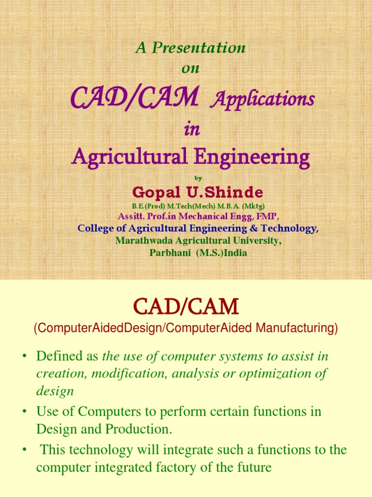 CAD CAM Application in Agricultural Engineering | PDF | Computer Aided ...