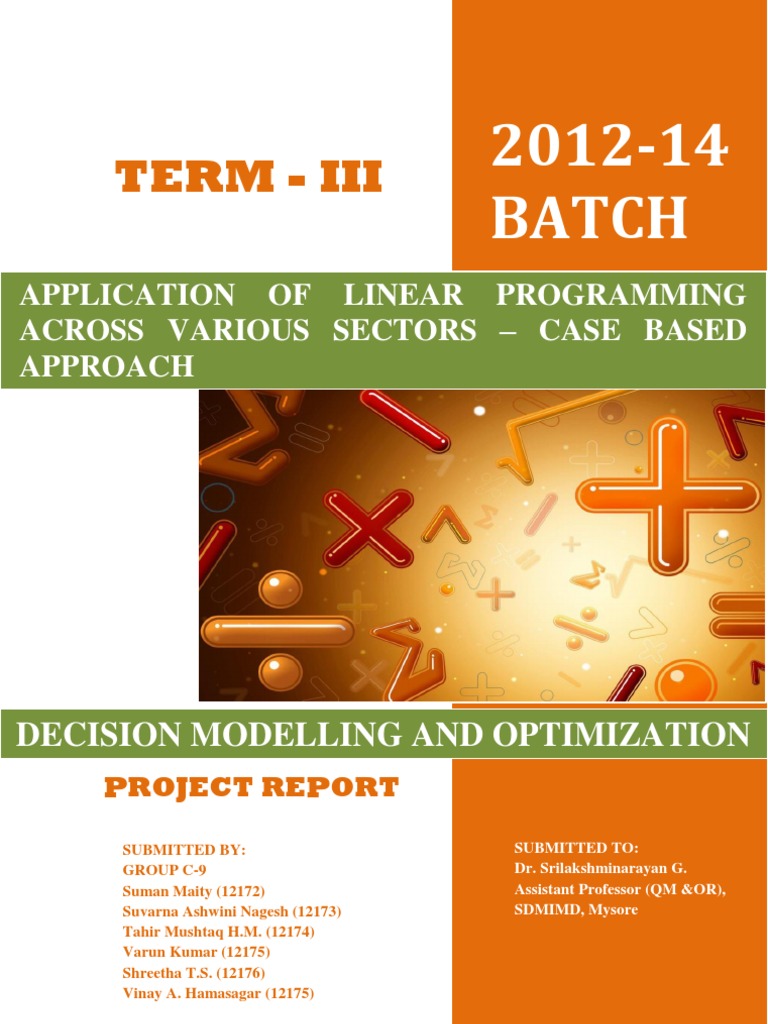 Data Modelling and Optimization Report | PDF | Linear Programming ...
