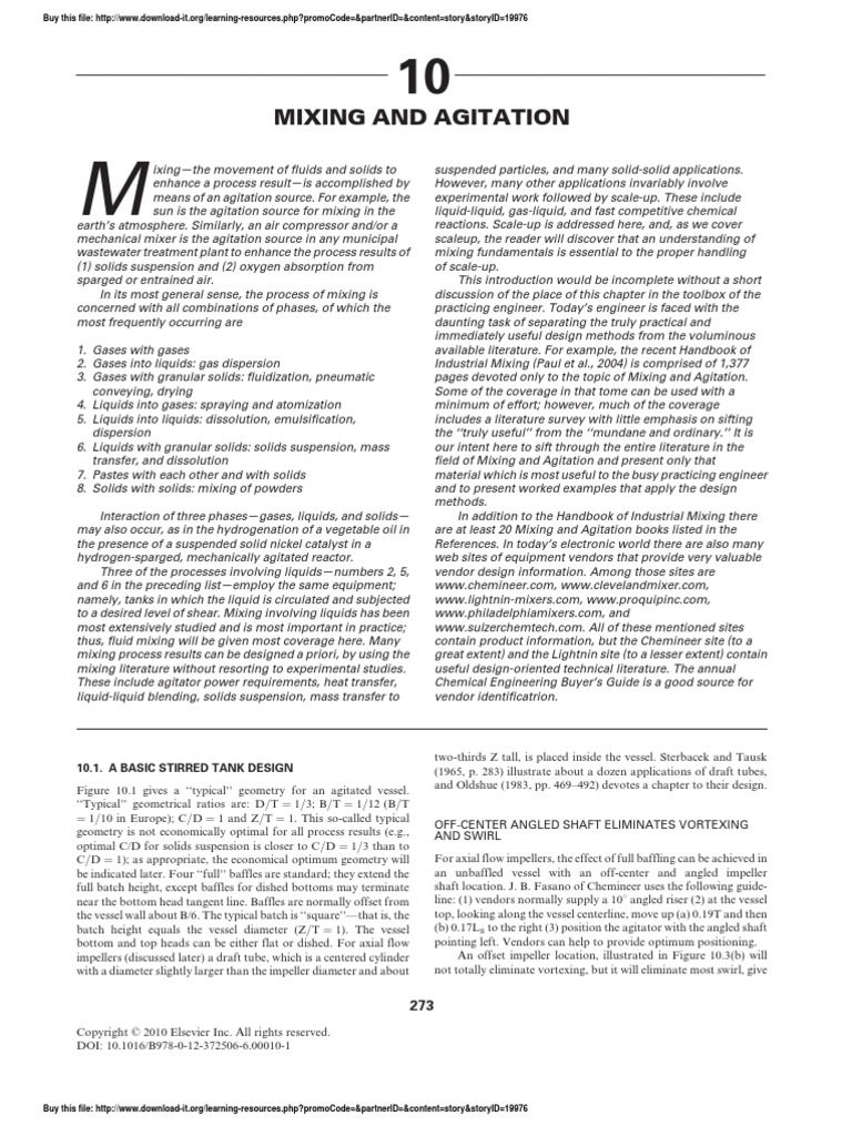 Pages From Chapter 10 Mixing and Agitation | PDF | Chemical Engineering ...