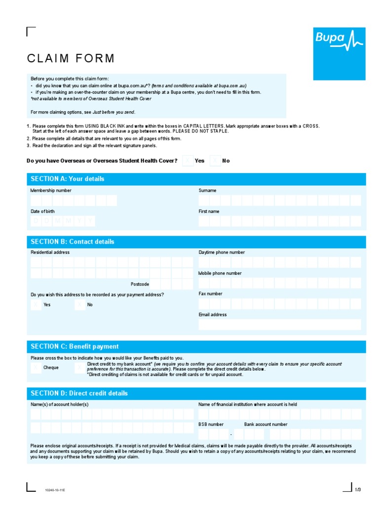 Medical Claim Form | Download Free PDF | Credit Card | Medicare (United ...