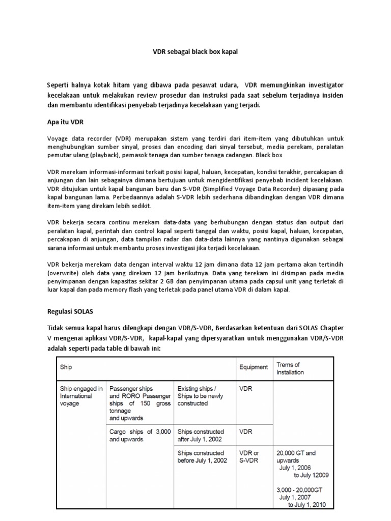VDR As Black Box | PDF | Komputer | Teknologi & Rekayasa