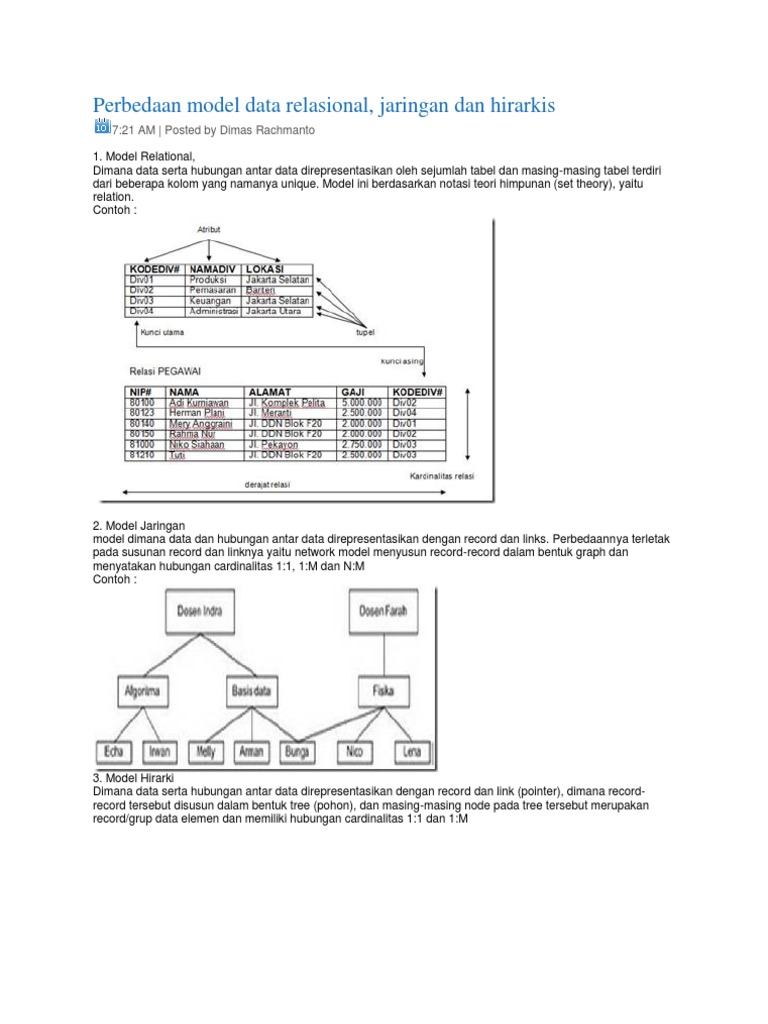 Perbedaan Model Data Relasional | PDF