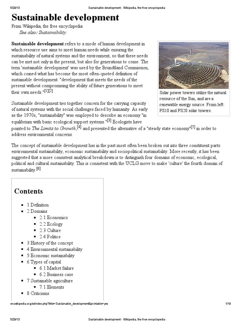 Sustainable Development - Wikipedia, The Free Encyclopedia | PDF ...