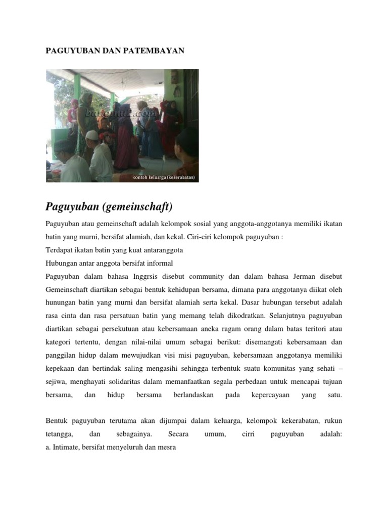 Paguyuban Dan Patembayan | PDF
