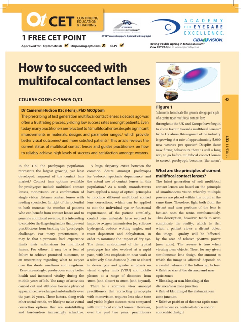 Multifocal Contact Lenses | PDF | Contact Lens | Lens (Optics)