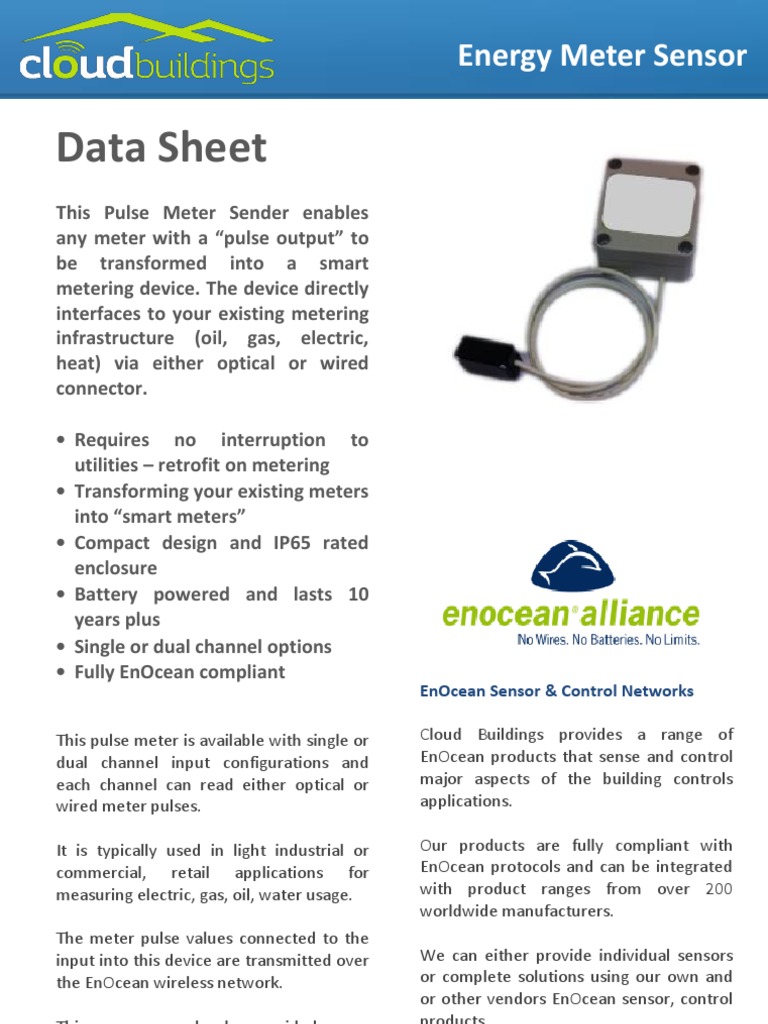 Smart Pulse Meter Sensor Data Sheet | PDF | Technology & Engineering ...