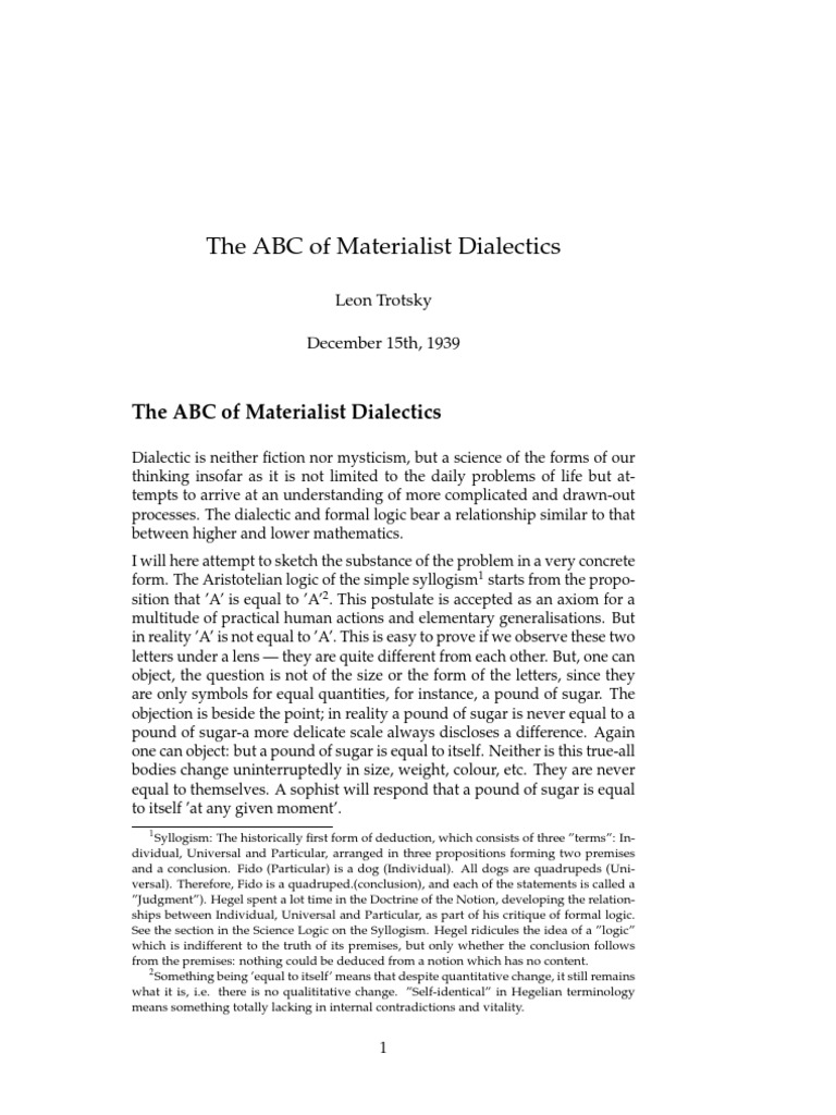 The ABC of Materialist Dialectics | PDF | Dialectic | Axiom