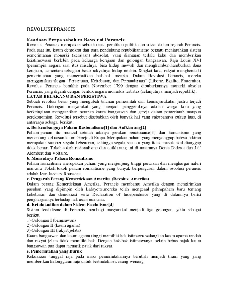 LATAR BELAKANG REVOLUSI PERANCIS | PDF