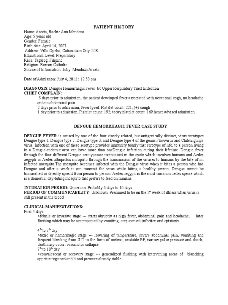 Dengue Fever Case Study | PDF | Shock (Circulatory) | Medical Specialties