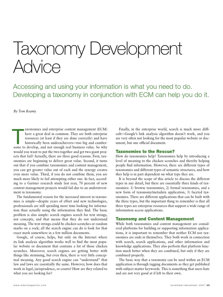 Taxonomy Development Advice | PDF | Metadata | Tag (Metadata)