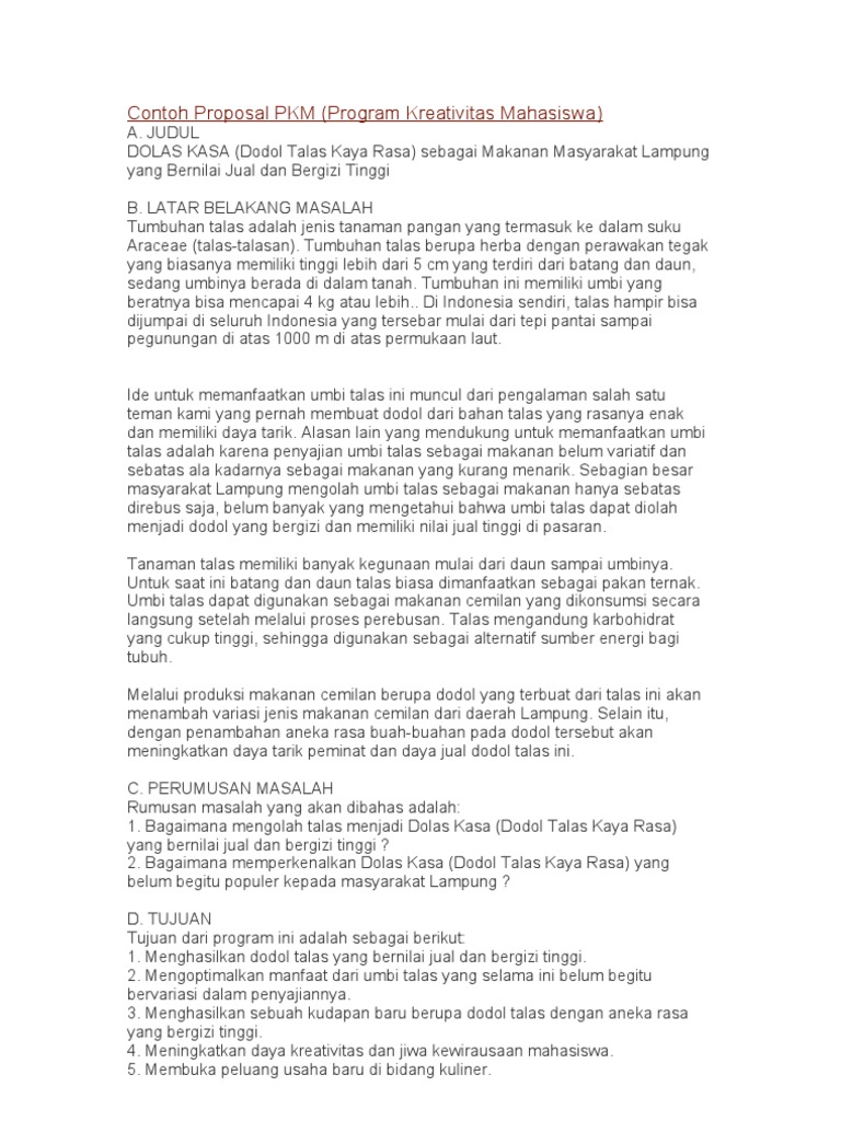Contoh Proposal PKM | PDF