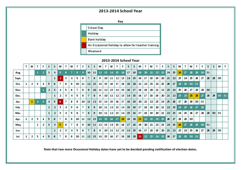 2013-2014 School Year Calendar | PDF | Sports & Recreation