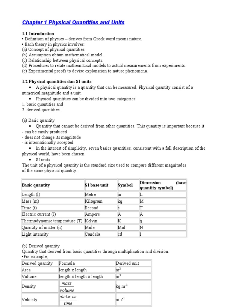 Chapter 1 Physical Quantities and | PDF | Observational Error ...