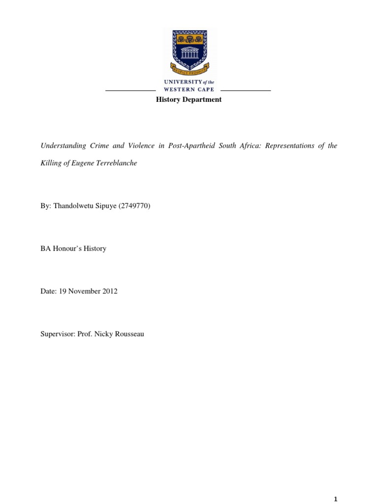 Eugene Terreblanche Complete Honours Thesis | PDF | Jacob Zuma | Apartheid