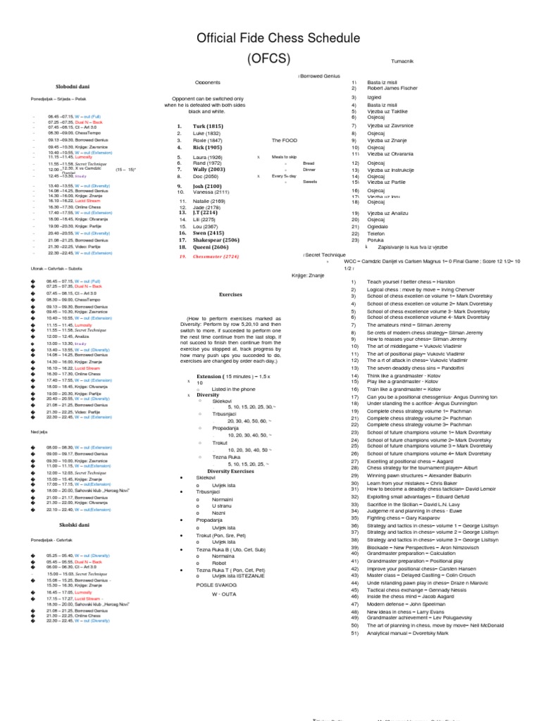 Official Fide Chess Schedule | PDF