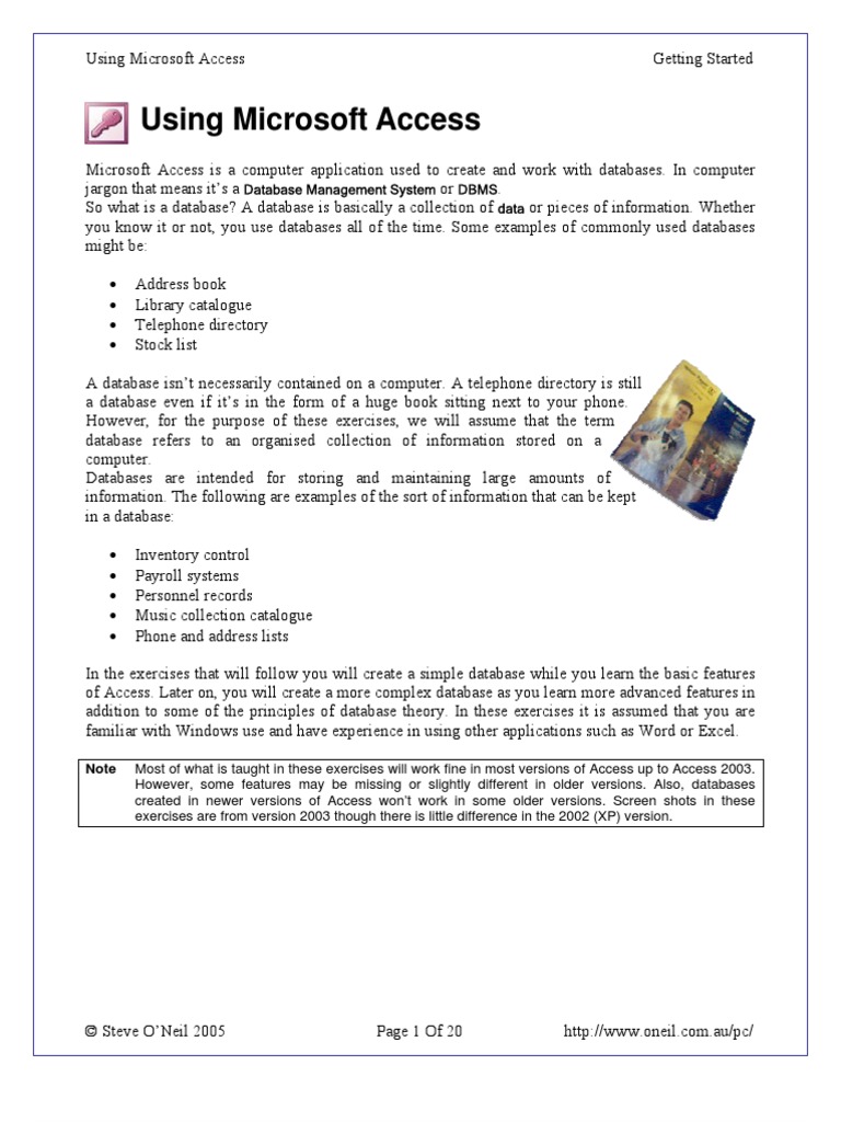 Using Microsoft Access Pdf Microsoft Access Databases