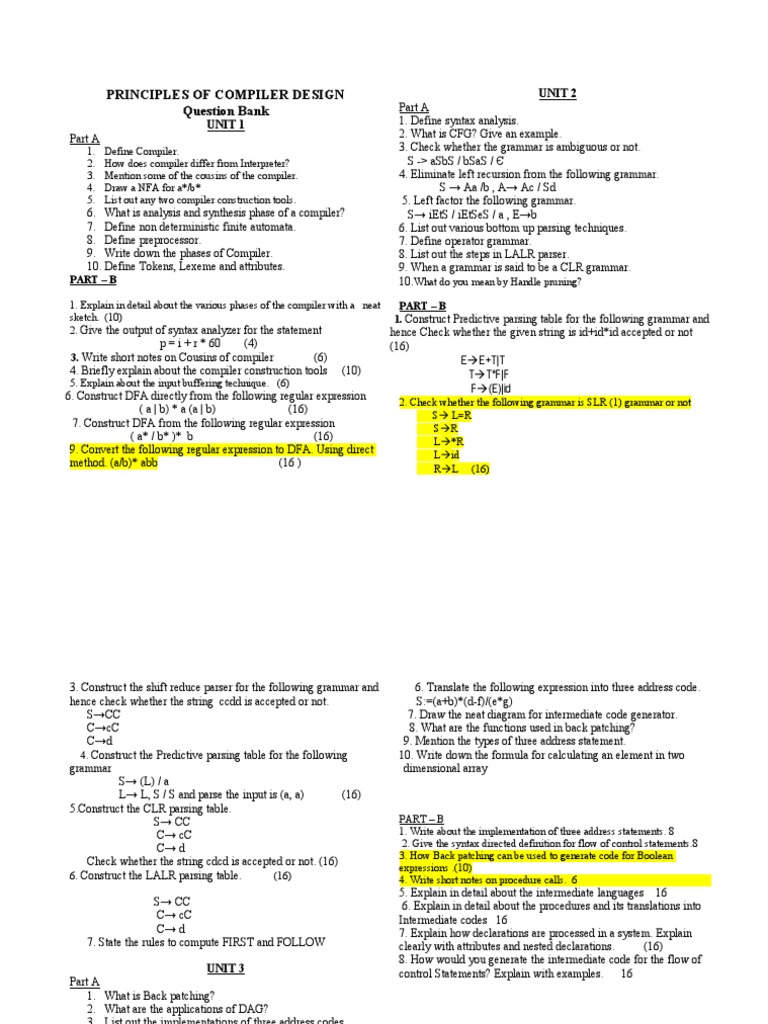 Compiler Question Bank | PDF | Parsing | Compiler Compiler Question Bank | PDF | Parsing | Compiler