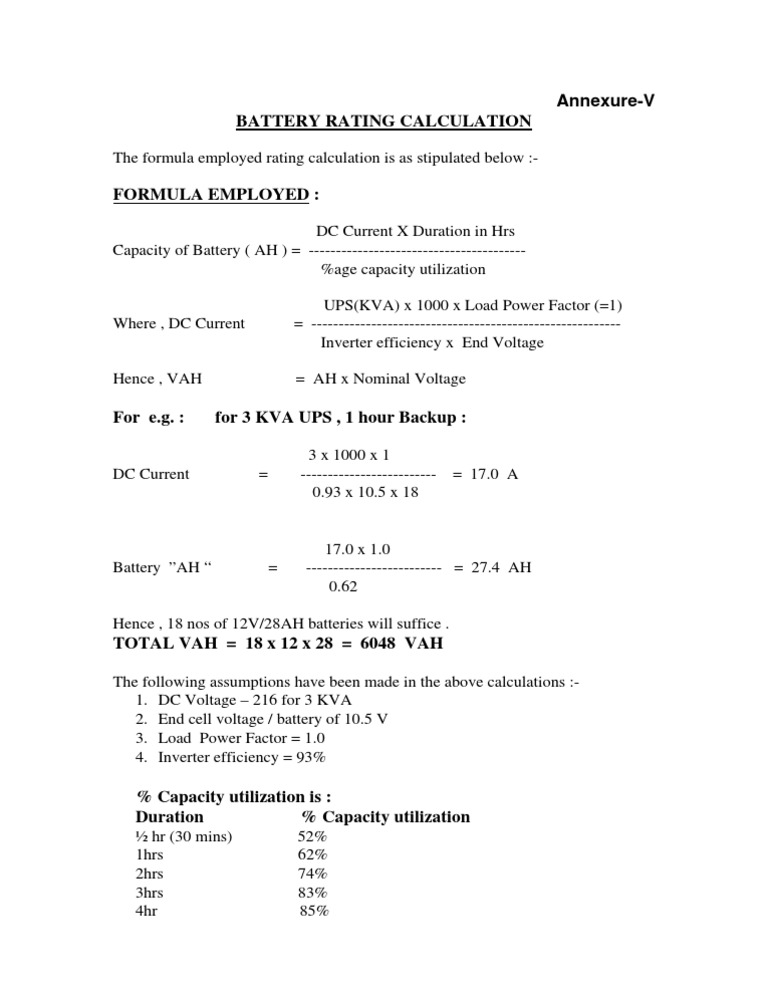 Battery Backup Calculation For UPS Runtime | PDF | Technology & Engineering