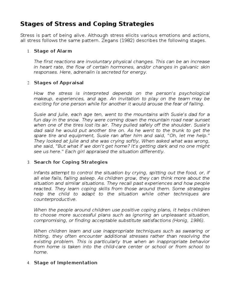 Stages of Stress and Coping Strategies | PDF
