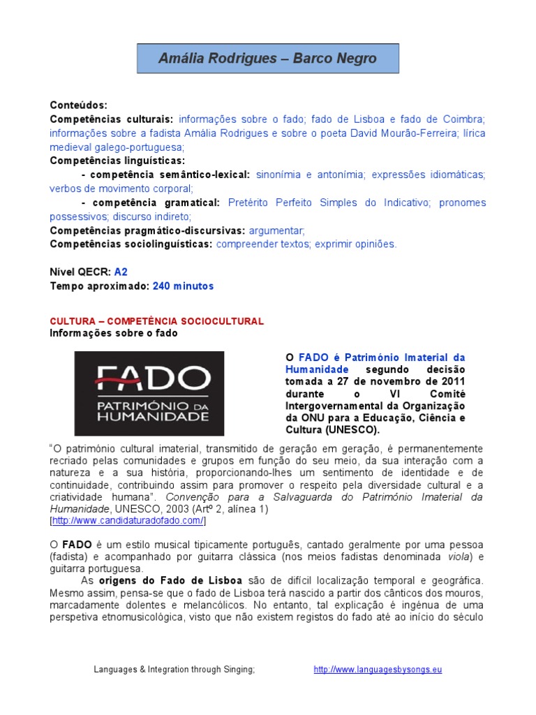 Fado: História e Cultura do Barco Negro | PDF | Entretenimento (geral)