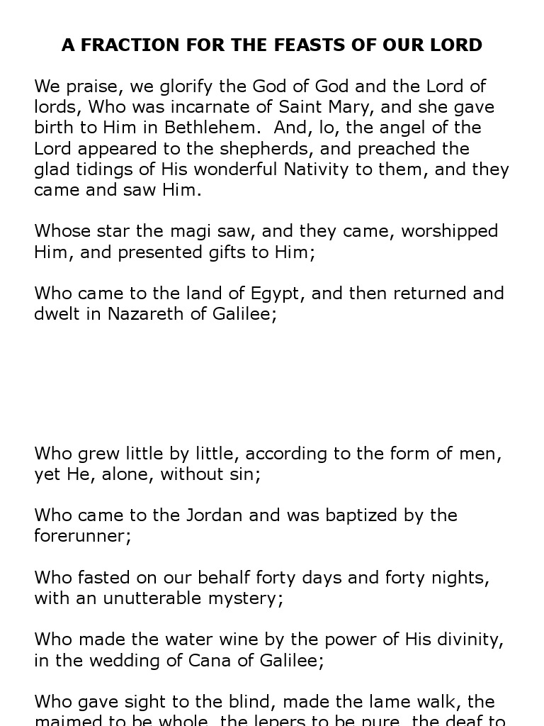 Fraction For Feasts of The Lord | PDF