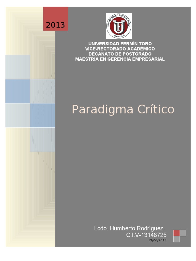 PARADIGMA CRITICO | Teoría crítica | Paradigma