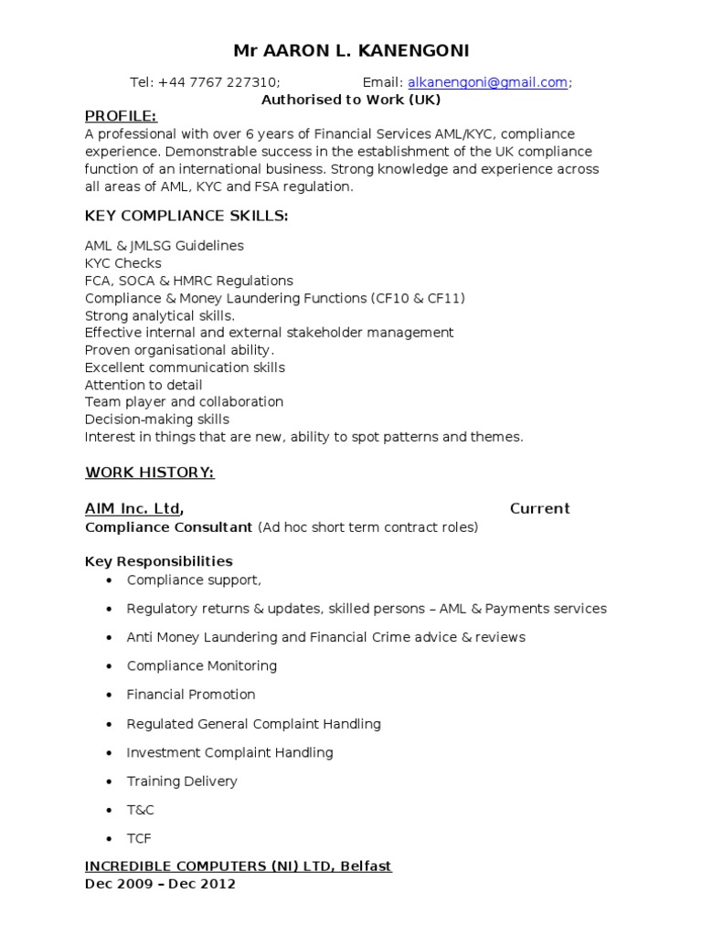 Aaron L Kanengoni | PDF | Money Laundering | Regulatory Compliance