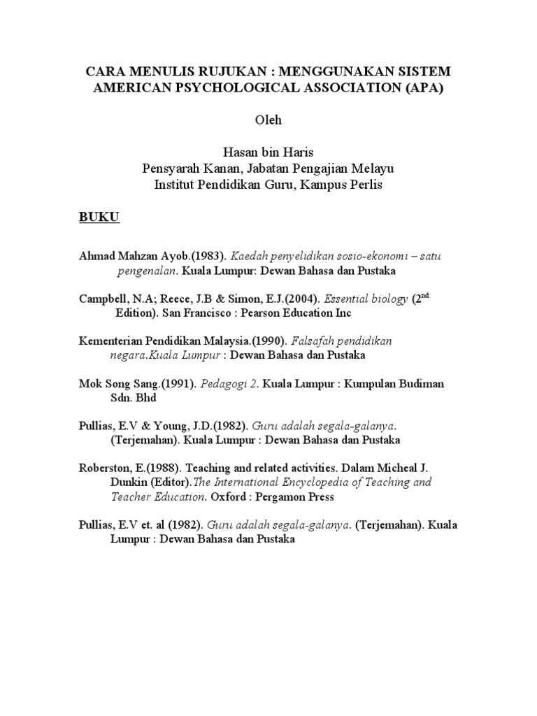 Kaedah Rujukan APA | PDF